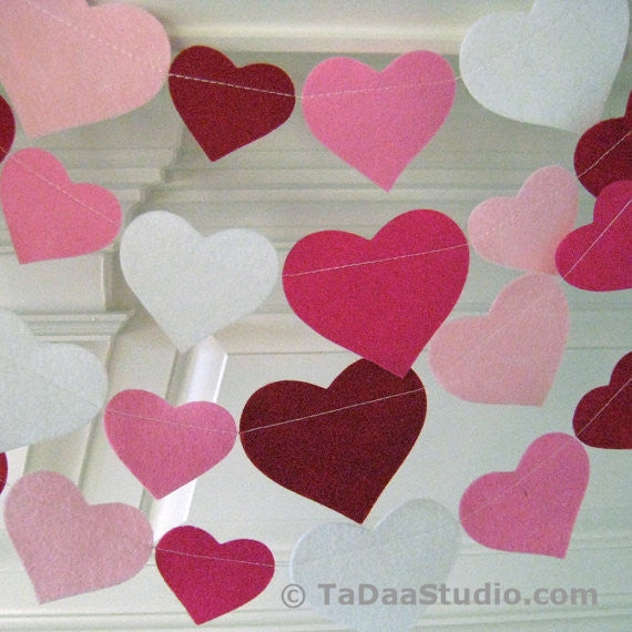 Red Hot Valentine Wool Felt Garland by TaDaa! Studio